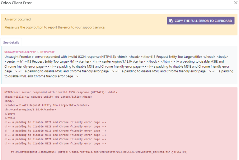 Odoo - Enable Large Uploads (>1MB) - Rob Fauls